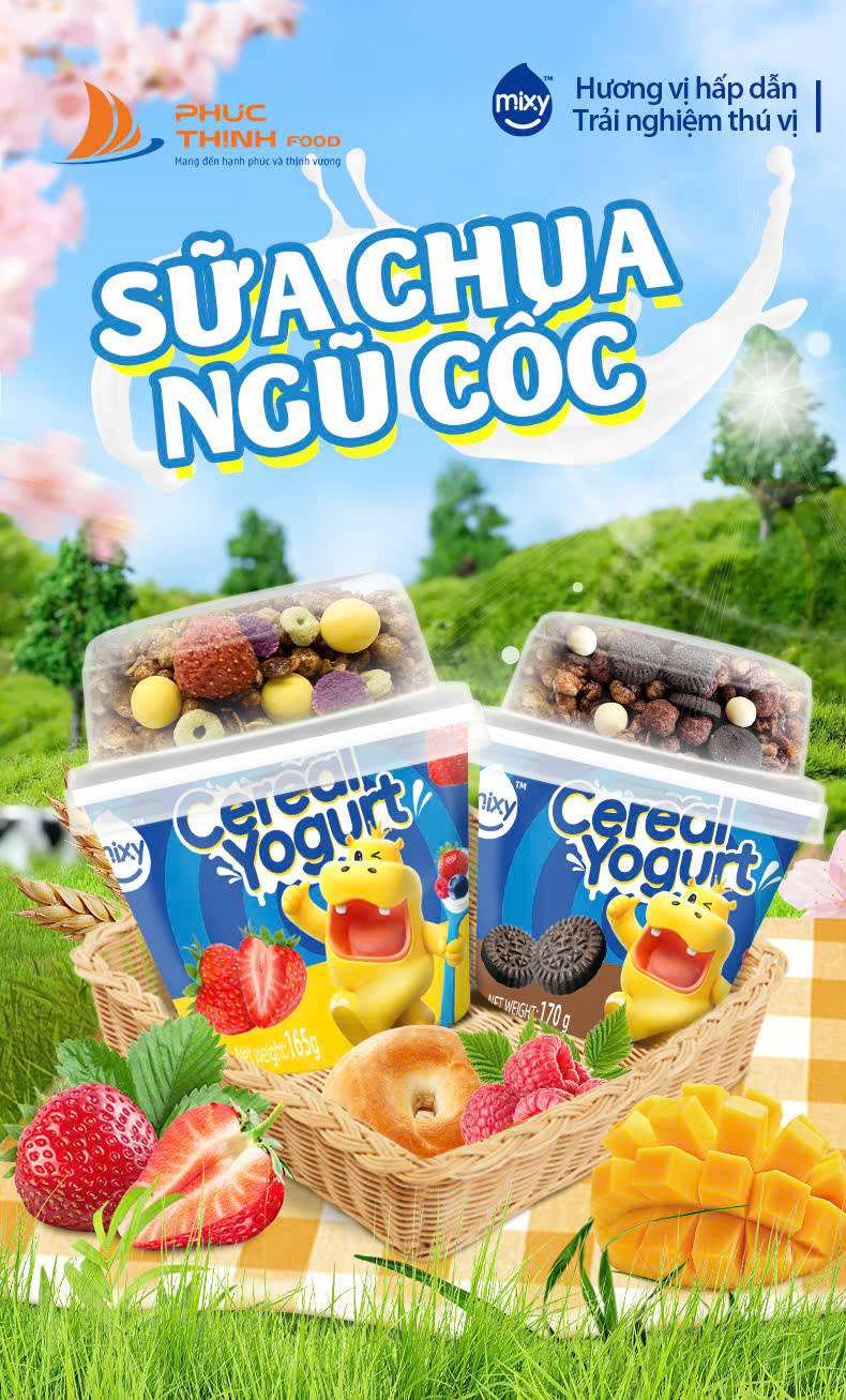 Sữa chua ngũ cốc phomai mix dâu tây MIXY 165 G